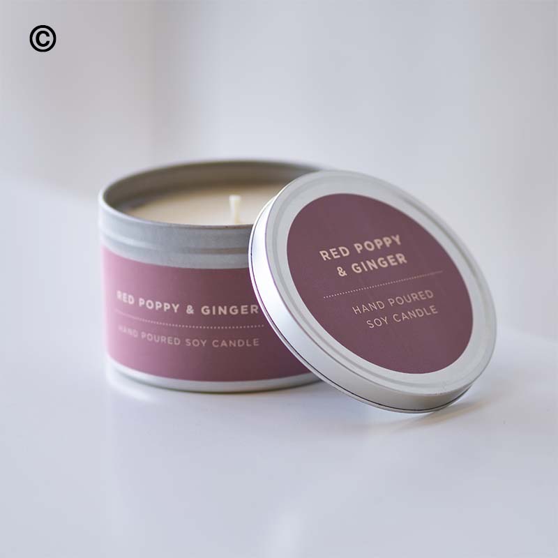 Red Poppy and Ginger Scented Candle - Hampshire Flower Barn